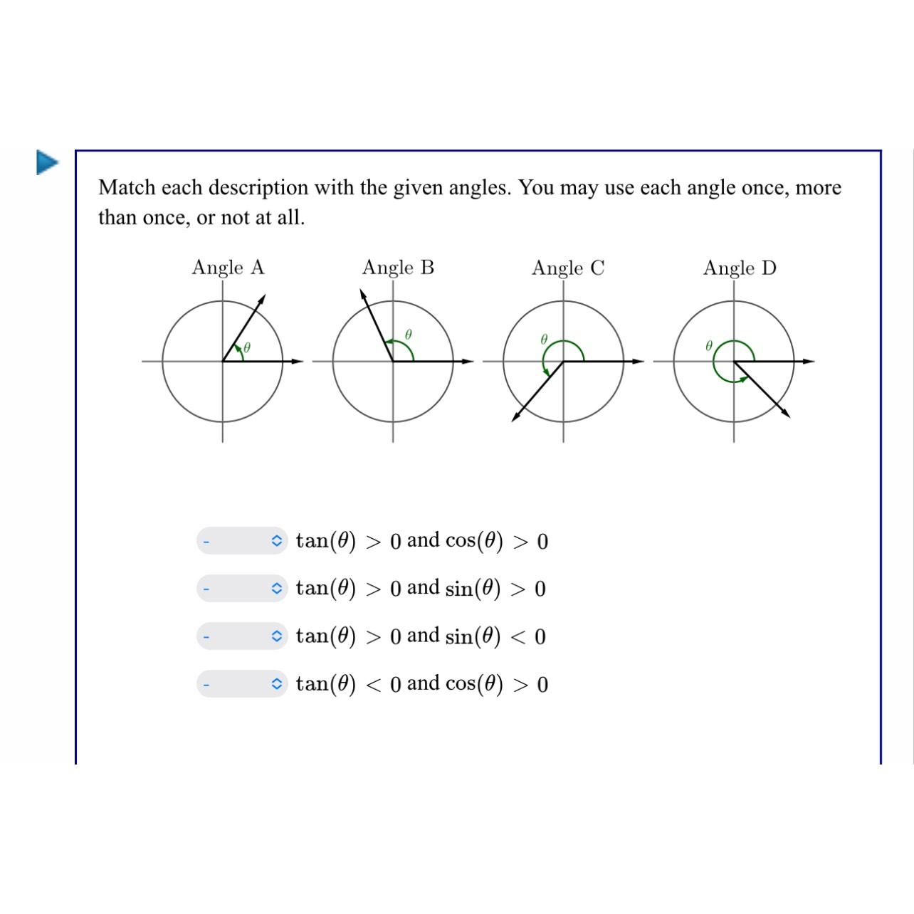 Solved Match each description with the given angles.In the | Chegg.com