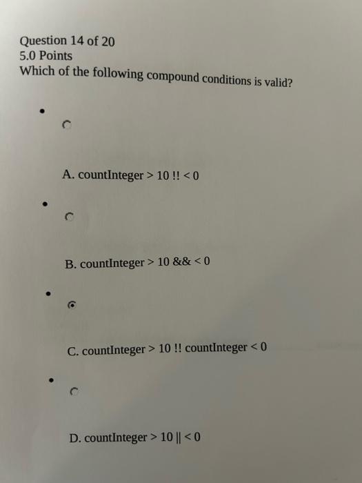Question 14 of 20 5.0 Points Which of the following | Chegg.com