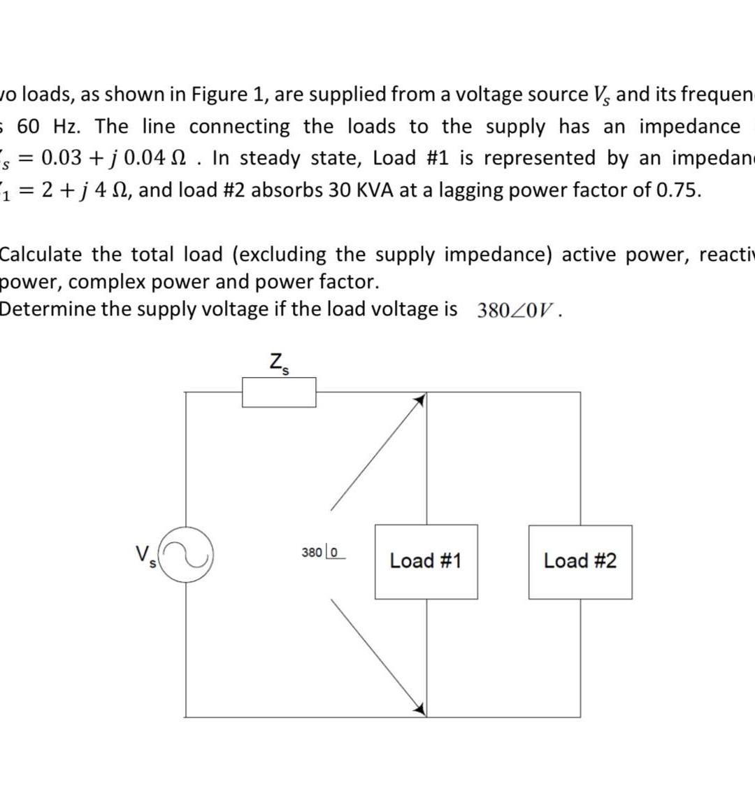 Solved vo loads, as shown in Figure 1, are supplied from a | Chegg.com