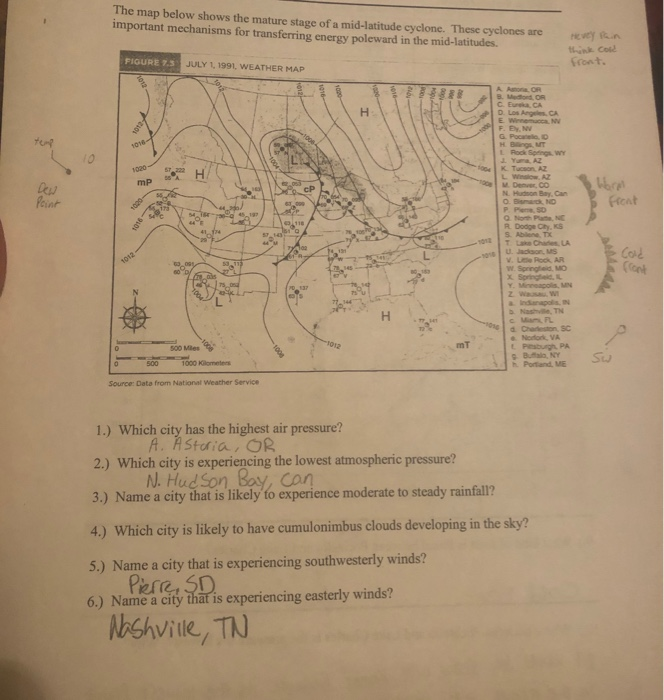 Solved Lab #5 Weather Forcasting problems 3 and 4 3.) Name a | Chegg.com