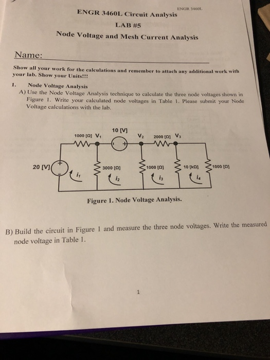 Solved ENGR 3-4601 ENGR 3460L Circuit Analysis LAB #5 Node | Chegg.com