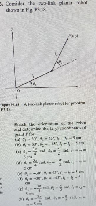 Solved B. Consider the two-link planar robot shown in Fig. | Chegg.com
