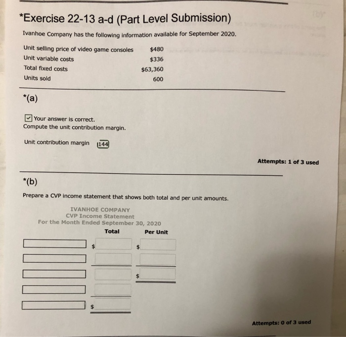 Solved *Exercise 22-13 a-d (Part Level Submission) Ivanhoe | Chegg.com
