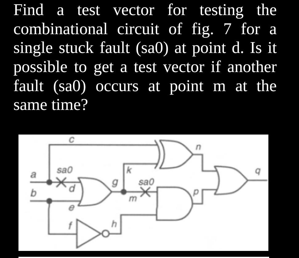 Solved Find A Test Vector For Testing The Combinational 7389