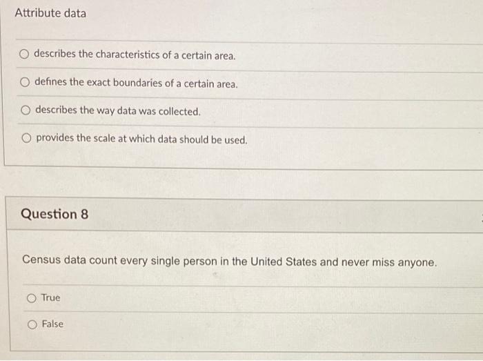 Solved Attribute data describes the characteristics of a | Chegg.com
