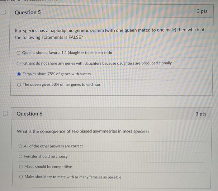 Solved If a species has a haplodiploid genetic system (with | Chegg.com
