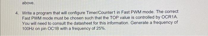 Solved Write a program that will configure Timer/Counter1 in | Chegg.com
