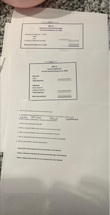 Solved Cash 100,0,00 stouk 10000000 4 matneweverinmf. pet | Chegg.com