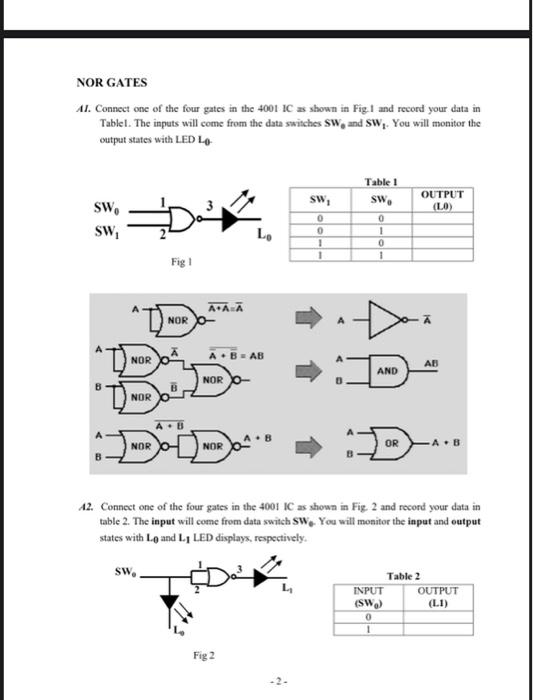 Solved AI. Connect one of the four gates in the 4001IC as | Chegg.com