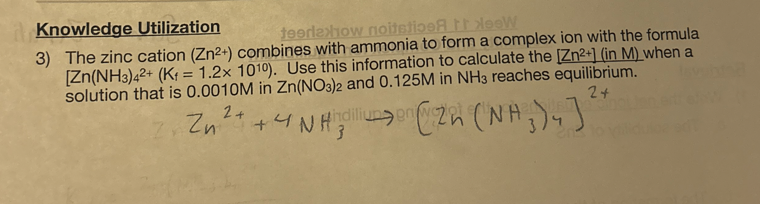 Solved Knowledge UtilizationThe zinc cation (Zn2+) ﻿combines | Chegg.com