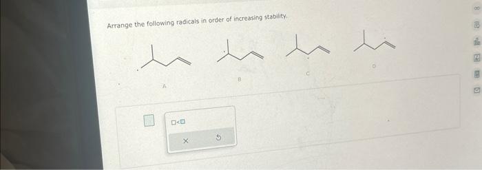 Solved Arrange the following radicals in order of increasing | Chegg.com