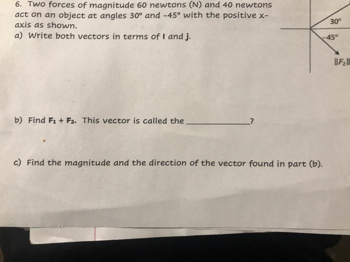 Solved 6 Two Forces Of Magnitude 60 Newtons N And 40
