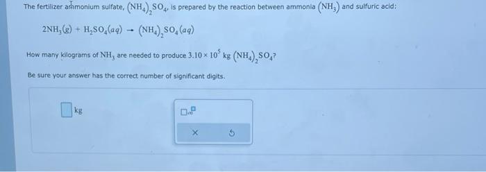 Solved The fertilizer ammonium sulfate, (NH4)2SO4, is | Chegg.com