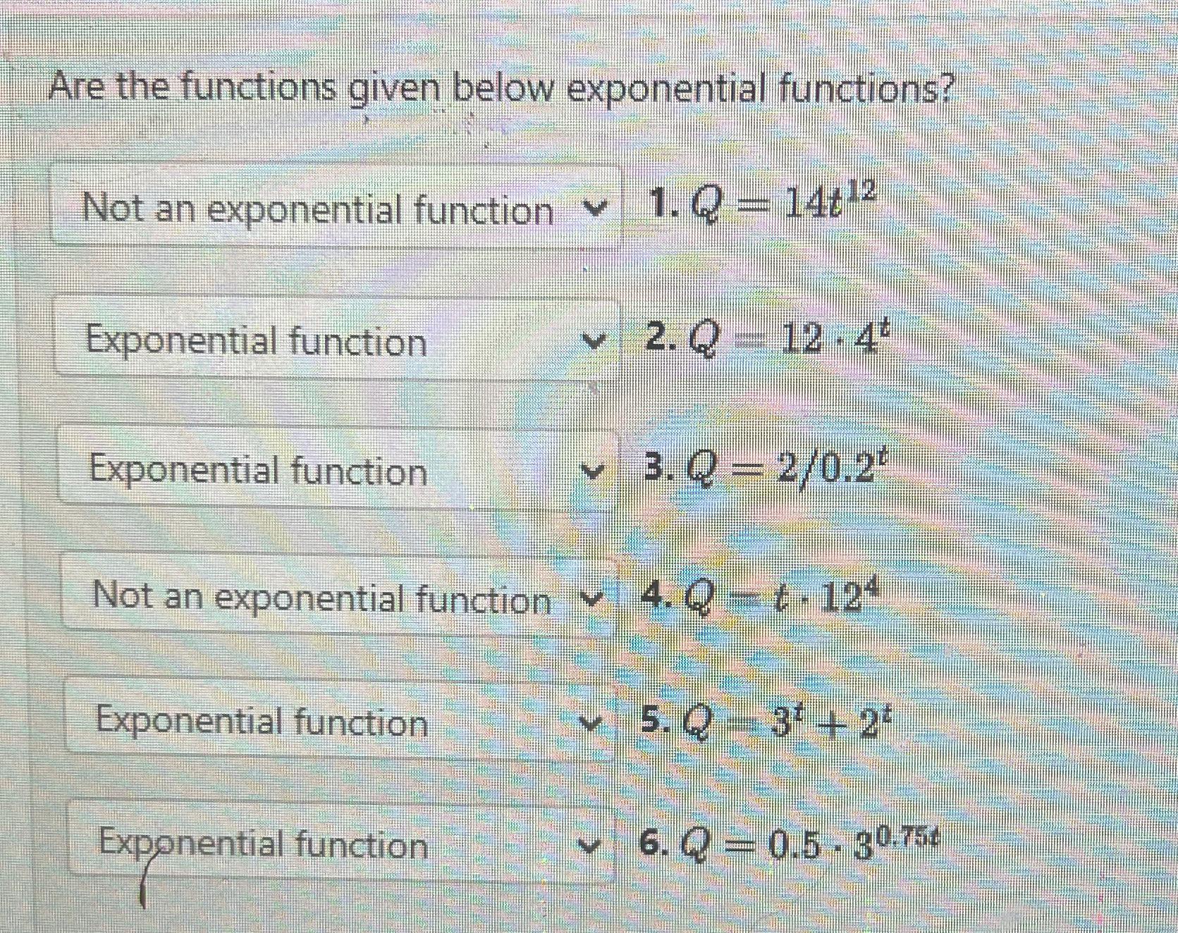 Solved Are the functions given below exponential | Chegg.com