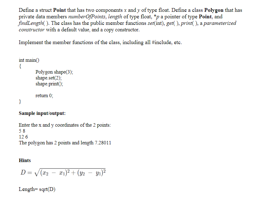Define A Struct Point That Has Two Components X and