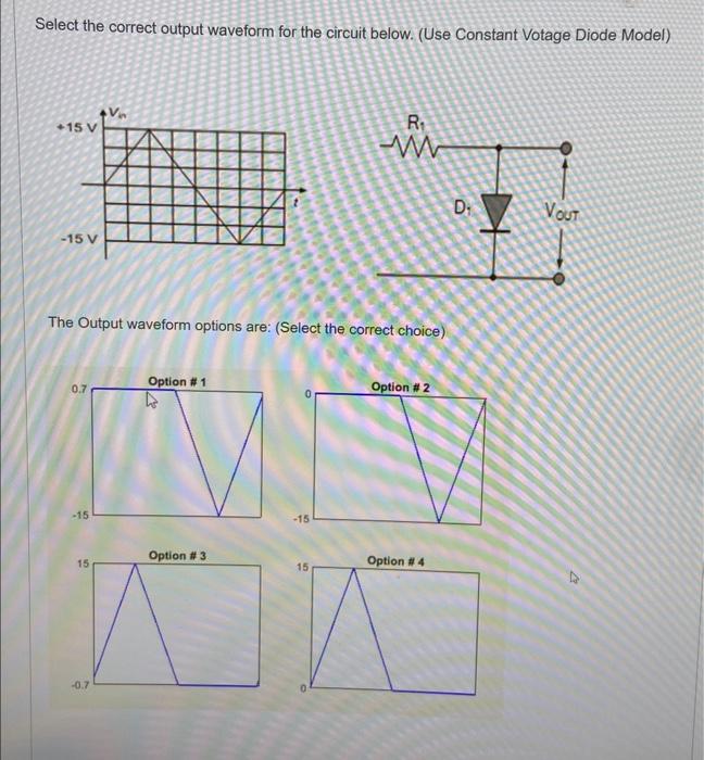 Solved Select the correct output waveform for the circuit | Chegg.com