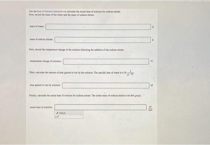 Solved Use the heat of solution interactive to calculate the | Chegg.com
