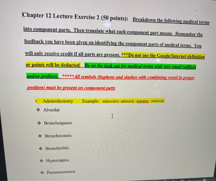 Solved Chapter 12 Lecture Exercise 2 (50 points): Breakdown | Chegg.com