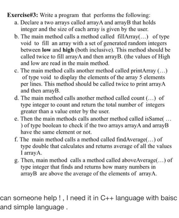 Solved Exercise#3: Write a program that performs the | Chegg.com