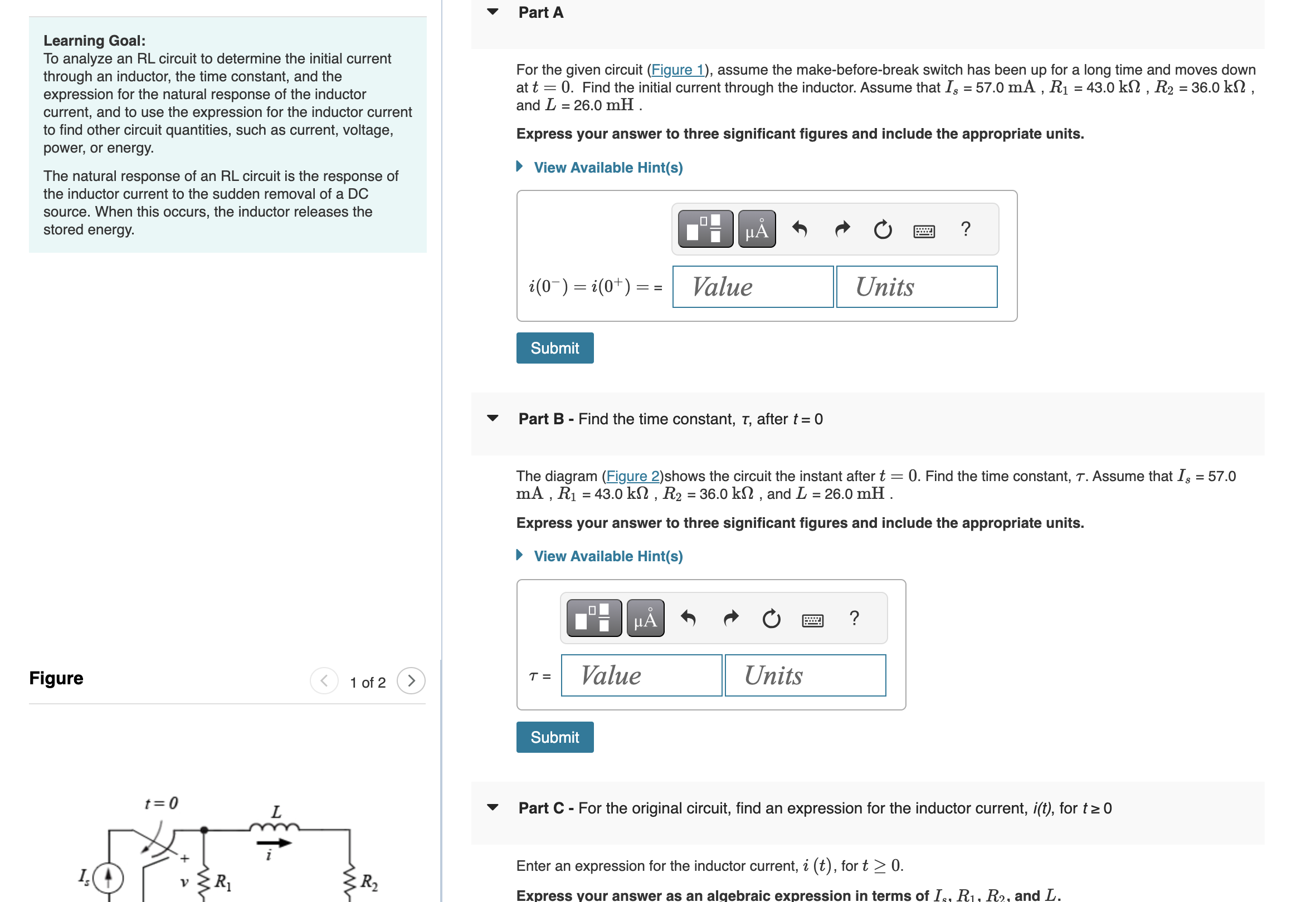 Solved The natural response of an RL ﻿circuit is ﻿the | Chegg.com