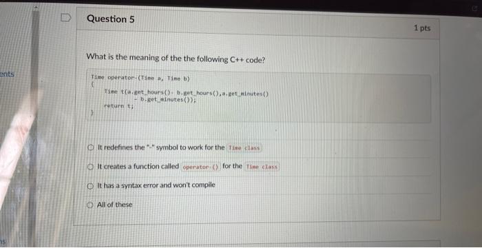 What is the meaning of the the following C++ code? | Chegg.com