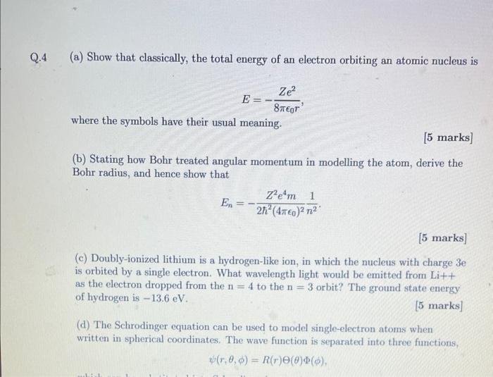 Solved (a) Show that classically, the total energy of an | Chegg.com