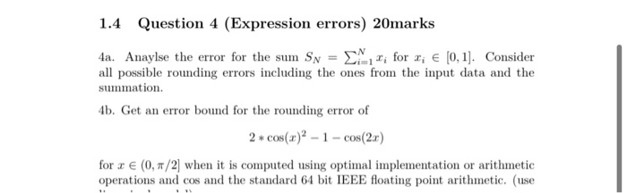 Solved 1.4 Question 4 (Expression errors) 20marks 4a. | Chegg.com