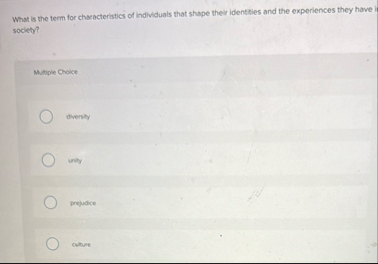 Solved What is the term for characteristics of individuals | Chegg.com