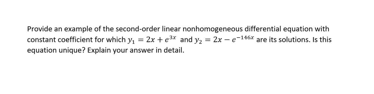 Solved Provide an example of the second-order linear | Chegg.com