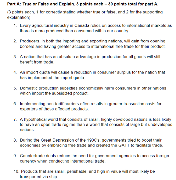 Solved art A: True or False and Explain. 3 points each -30 | Chegg.com
