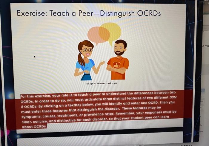 Solved Exercise: Teach a Peer-Distinguish OCRDs For this | Chegg.com