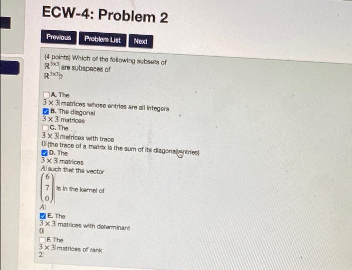 Solved ECW-4: Problem 2 Previous Problem List Next (4 | Chegg.com