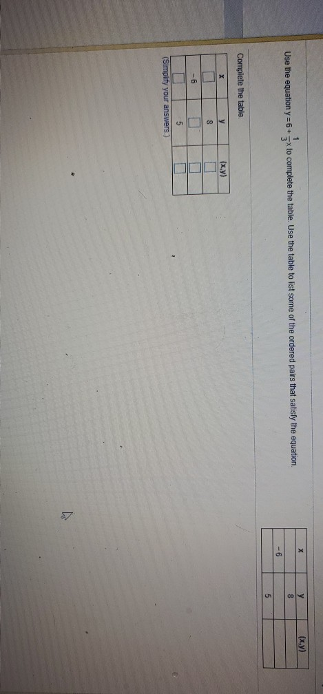 Solved Use the equation to complete the table. Use the table | Chegg.com