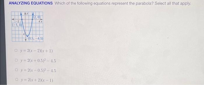 Solved ANALYZING EQUATIONS Which of the following equations | Chegg.com