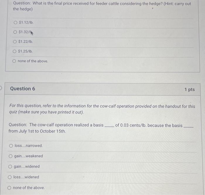 Scenario for questions 5 and 6 (Cow-Calf Operation) | Chegg.com