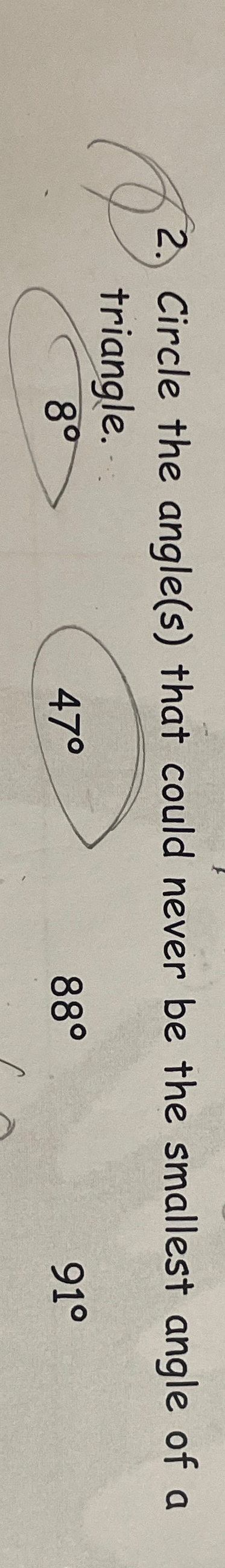 Solved Circle the angle(s) ﻿that could never be the smallest | Chegg.com