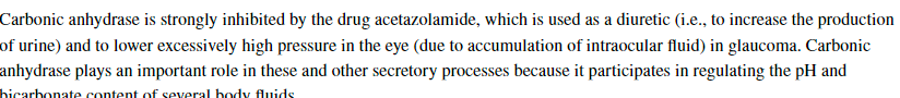 Solved Carbonic anhydrase is strongly inhibited by the drug | Chegg.com