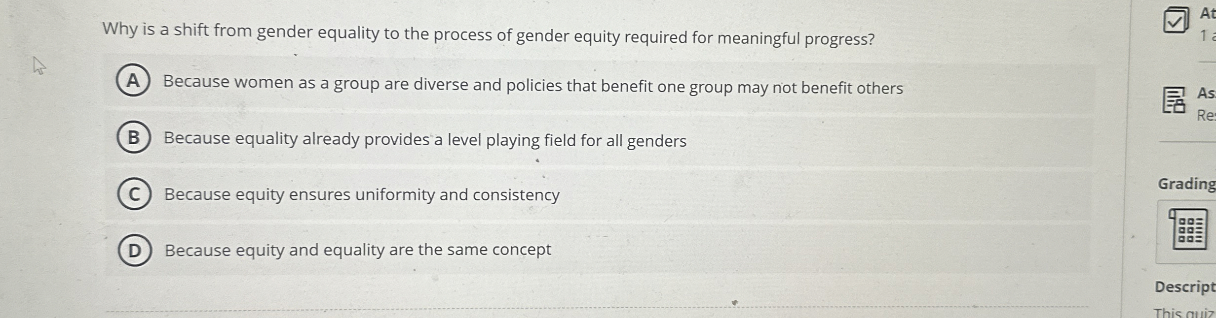 Solved Why is a shift from gender equality to the process of | Chegg.com