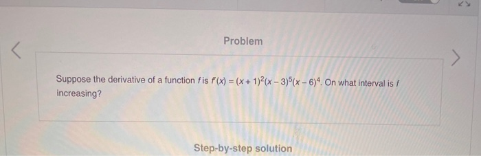 Solved Problem Suppose the derivative of a function fis f(x) | Chegg.com