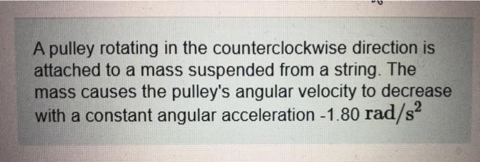 Solved A pulley rotating in the counterclockwise direction | Chegg.com