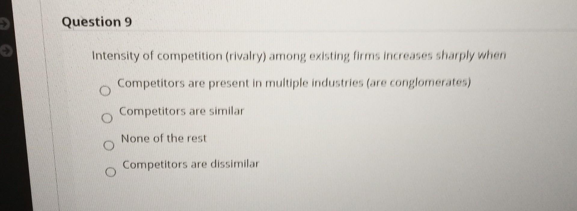 Solved Question 9 Intensity of competition (rivalry) among | Chegg.com