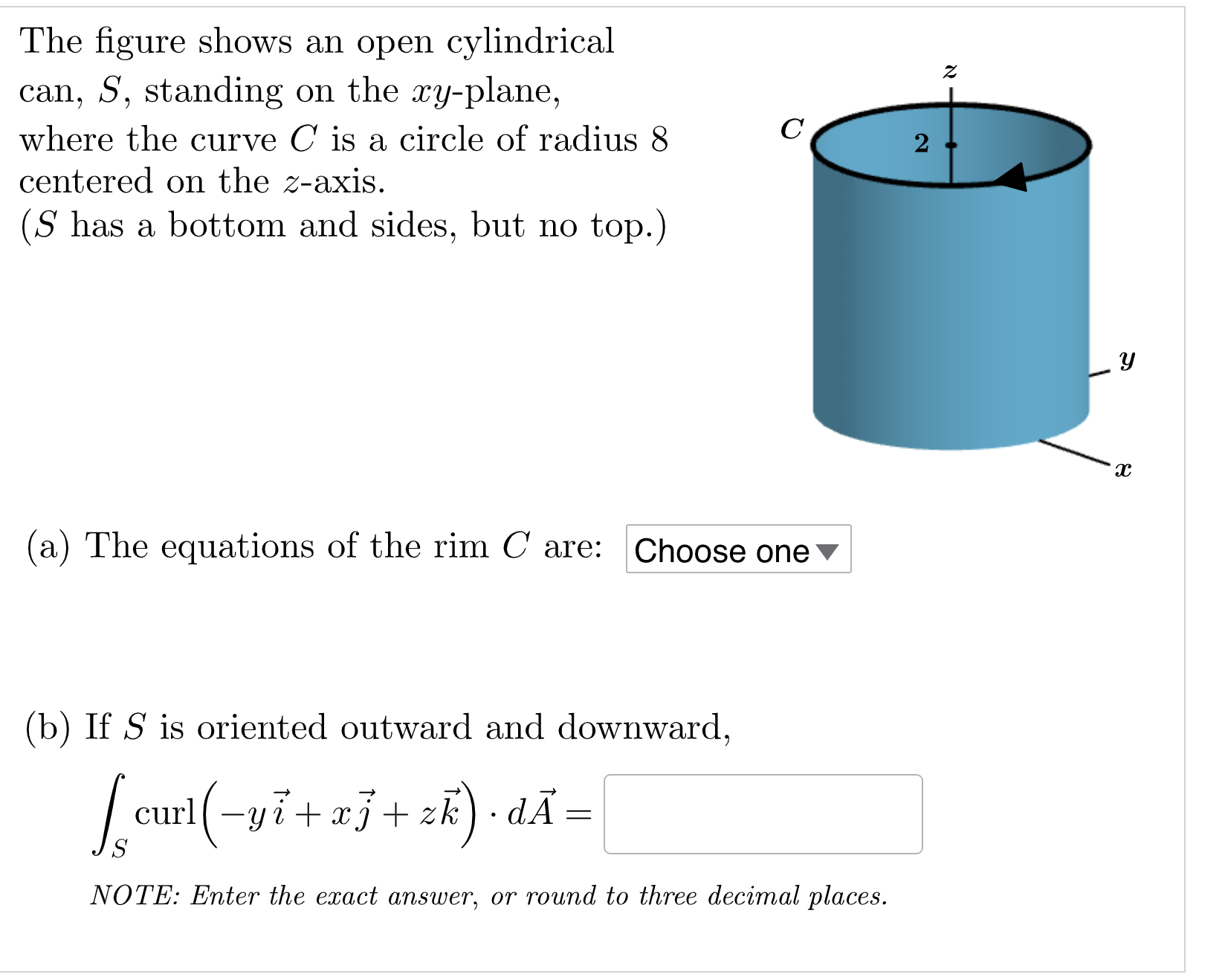 Solved The figure shows an open cylindricalcan, S, ﻿standing | Chegg.com