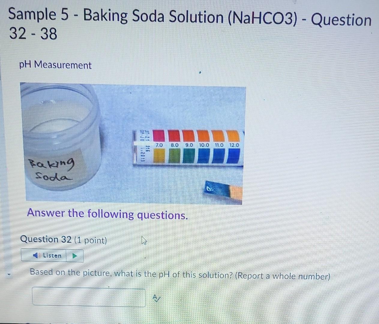 Solved Sample 5 - Baking Soda Solution (NaHCO3) - Question | Chegg.com