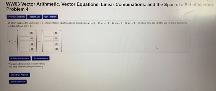 Solved WW03 Vector Arithmetic. Vector Equations. Linear | Chegg.com