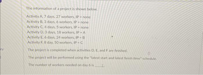Solved The information of a project is shown below. Activity | Chegg.com