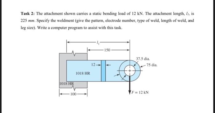 Solved Task 2: The attachment shown carries a static bending | Chegg.com