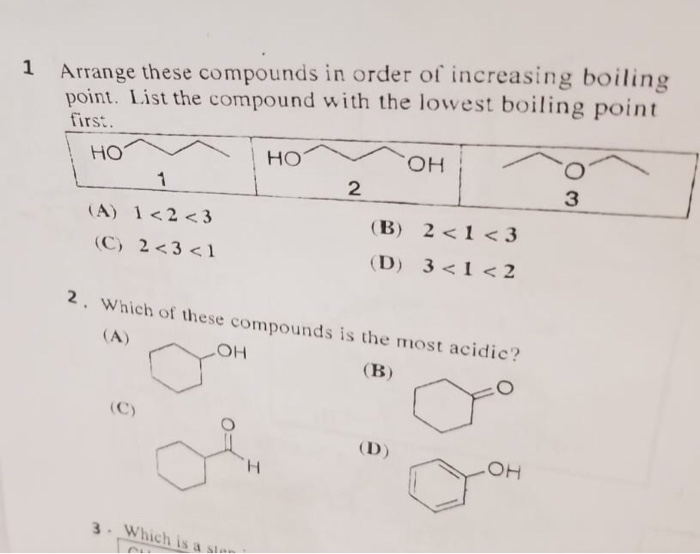 Solved Arrange these compounds in order of increasing | Chegg.com