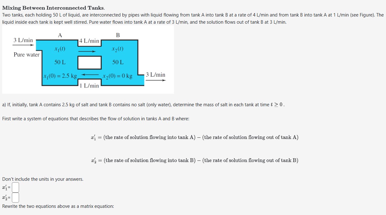 Mixing Between Interconnected Tanks.Two tanks, each | Chegg.com