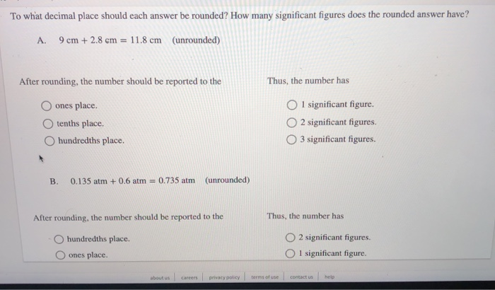 Solved To what decimal place should each answer be rounded? | Chegg.com