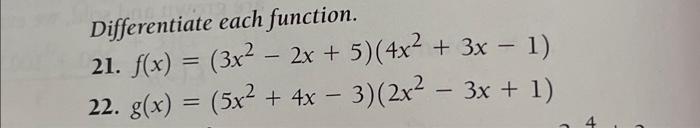 Solved Differentiate each function. 21. | Chegg.com